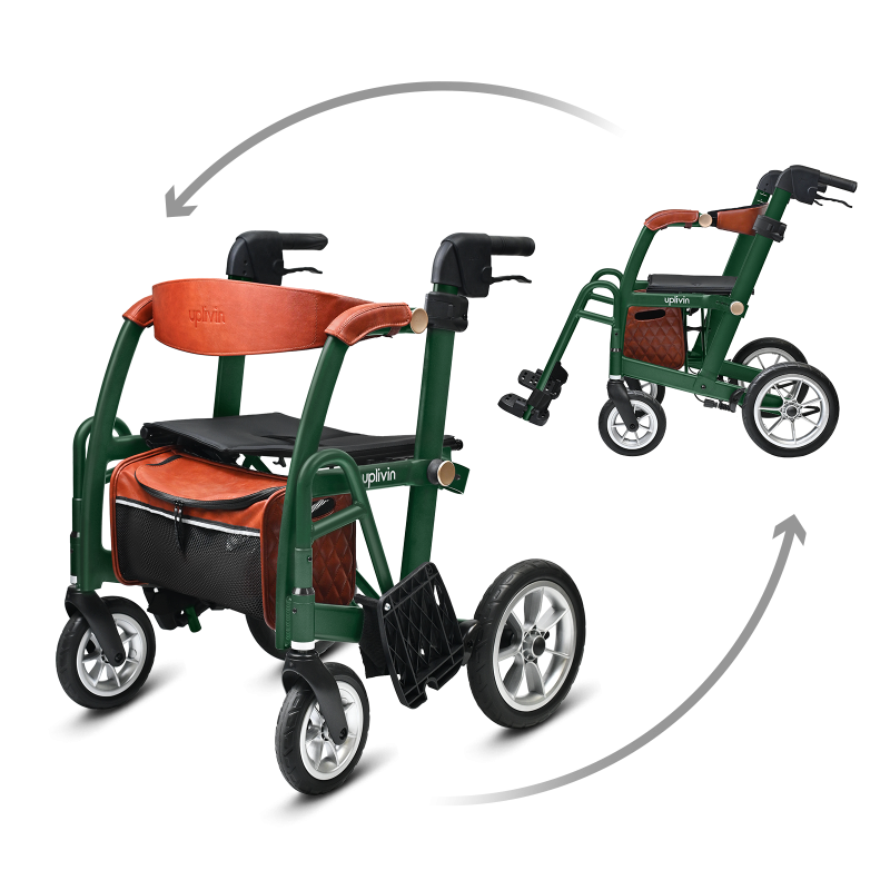 Rollator 4 Roues Léger et Pliable | Déambulateur avec Siège et Freins